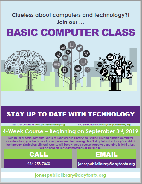 BASIC COMPUTER CLASS! — Jones Public Library